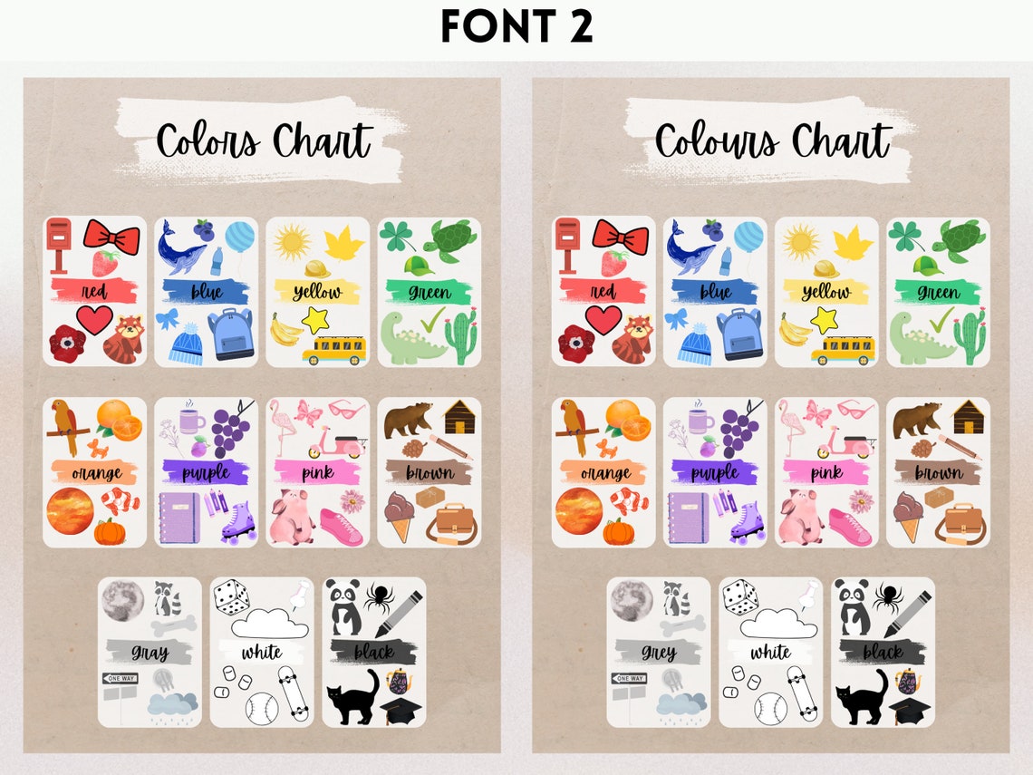 One Page Colors Chart, Class Colours Poster, Colors Display Poster ...