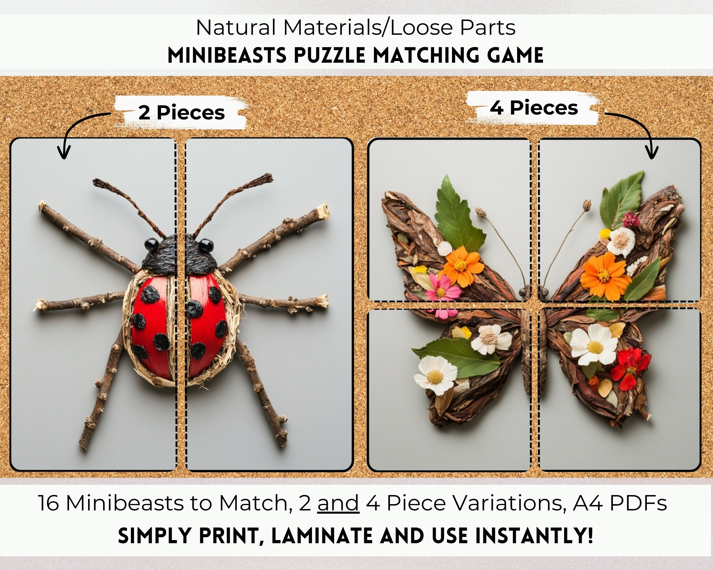 Minibeast Matching Game, Insect Matching Activity, Animal Matching, Symmetry Puzzle, Toddler ...