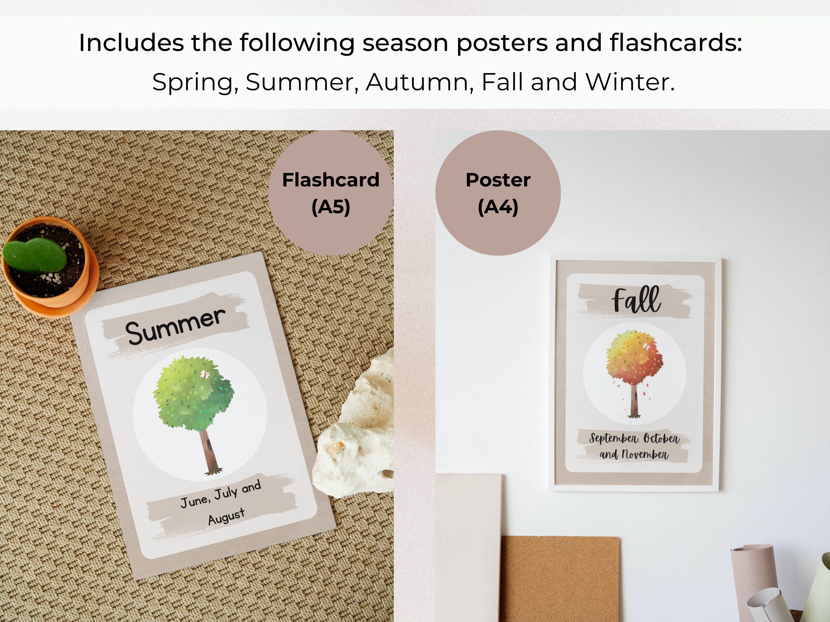 Seasons Flash Cards & Poster Set, Seasons Chart, Seasons Display ...