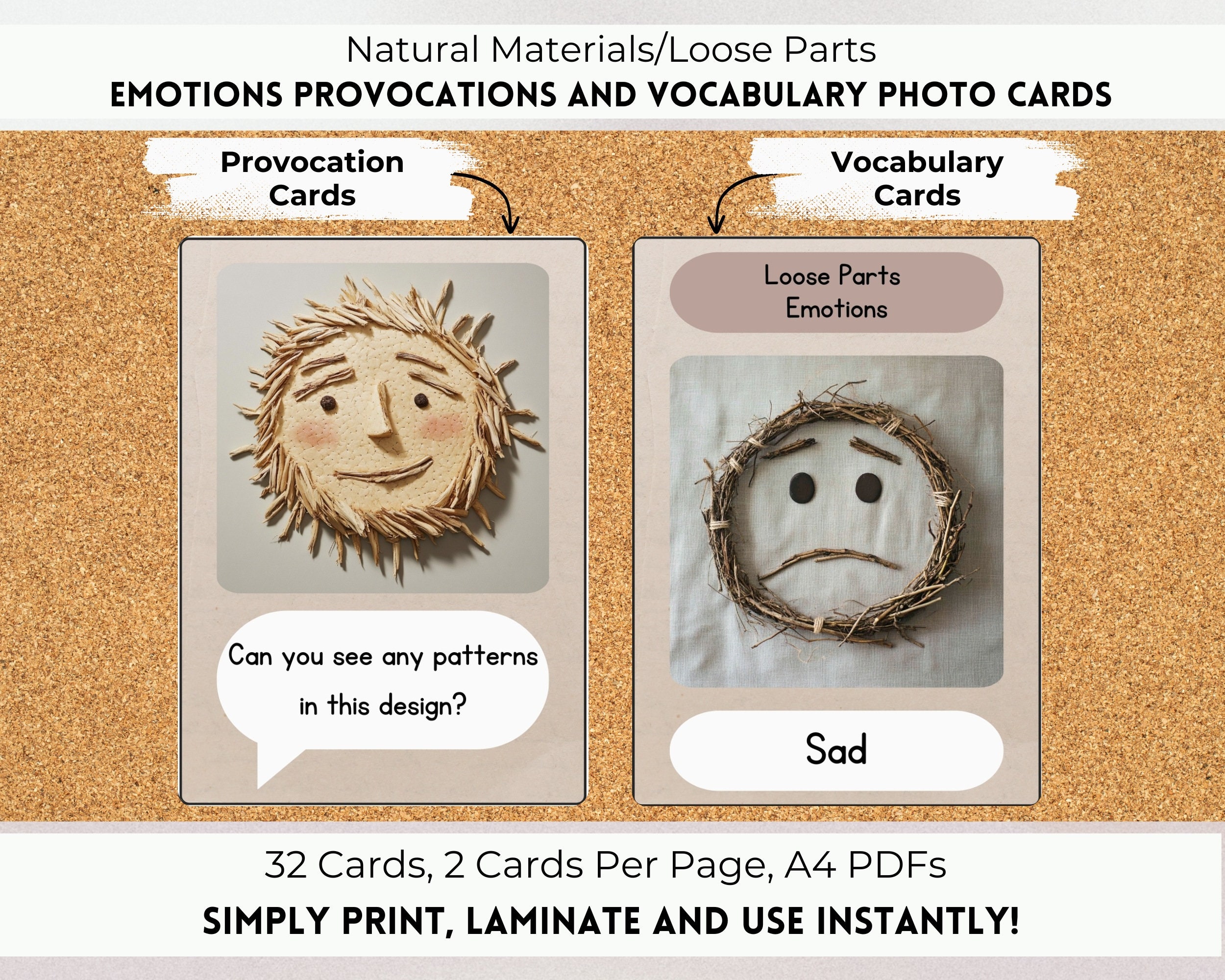 Loose Parts Emotions Provocations & Vocabulary Photo Cards, Reggio ...