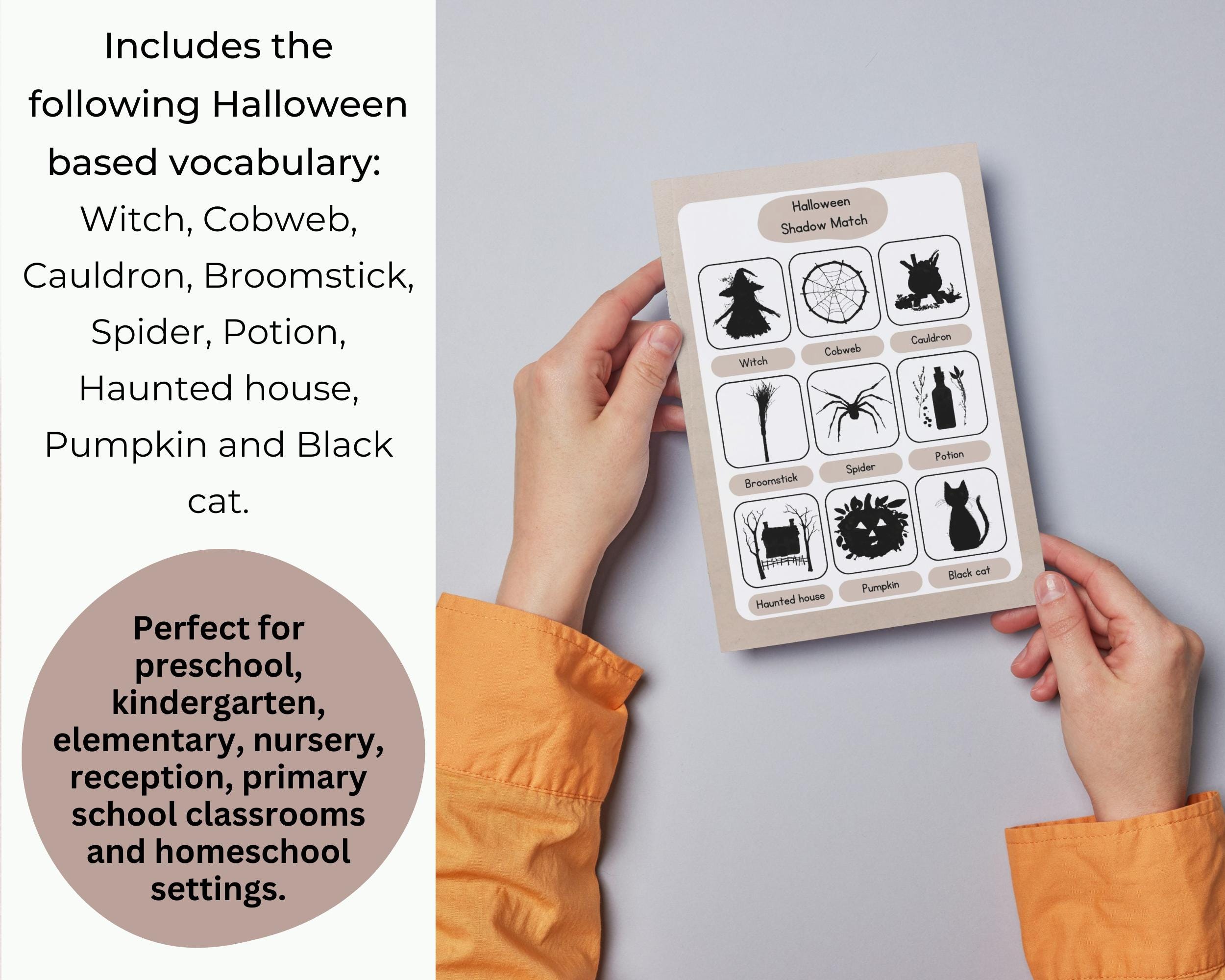 Halloween Shadow Matching Activity, Halloween Montessori Printable ...