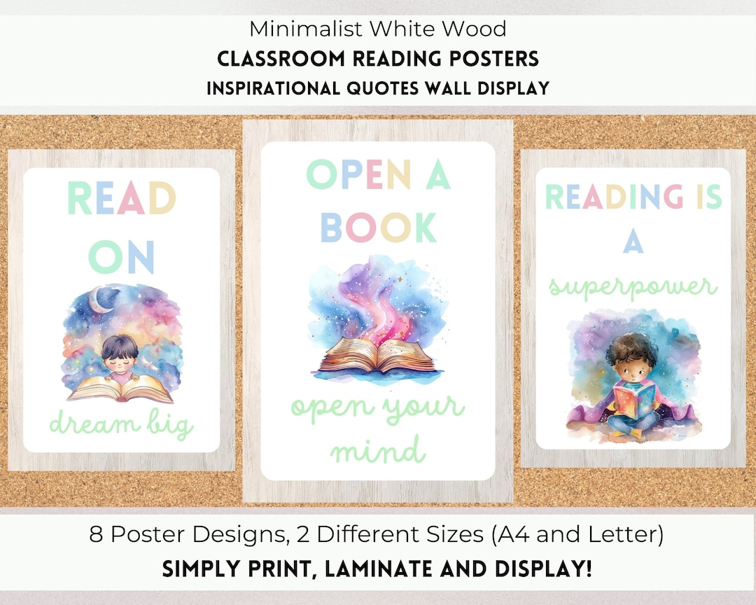 Pastel Classroom Reading Posters, Printable Elementary Reading Posters ...
