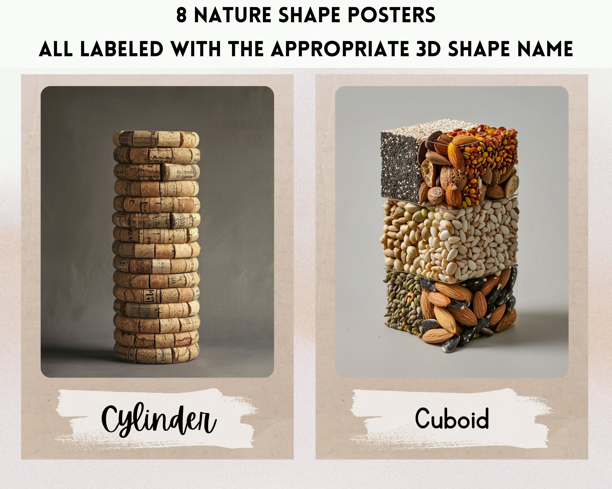 Nature Shape Posters, Nature Shape Photo Cards, 3D Shape Mathematics ...