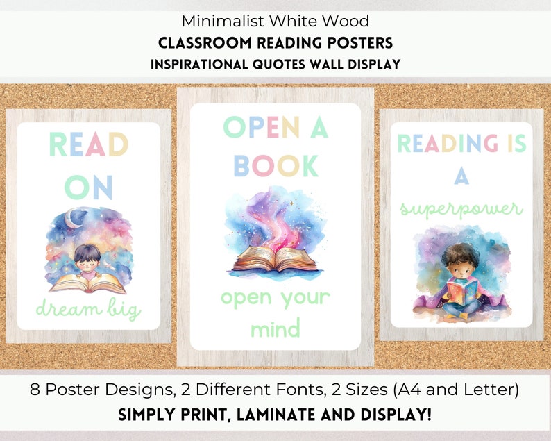 Pastel Classroom Reading Posters, Printable Elementary Reading Posters ...