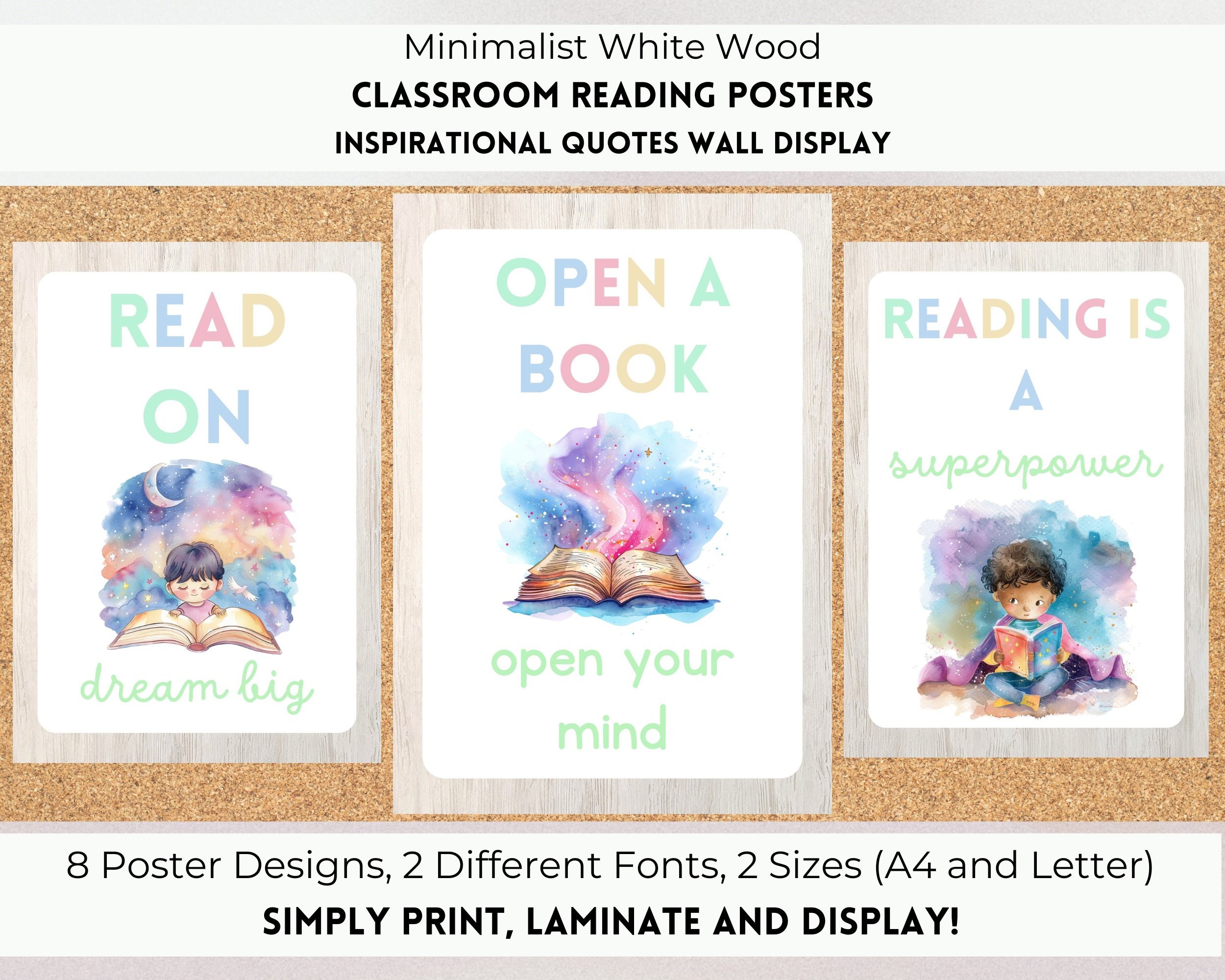 Pastel Classroom Reading Posters, Printable Elementary Reading Posters ...