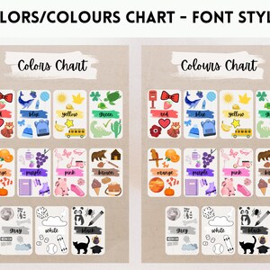 Color Chart Posters & One Page Colors Chart Bundle, Classroom Colour ...