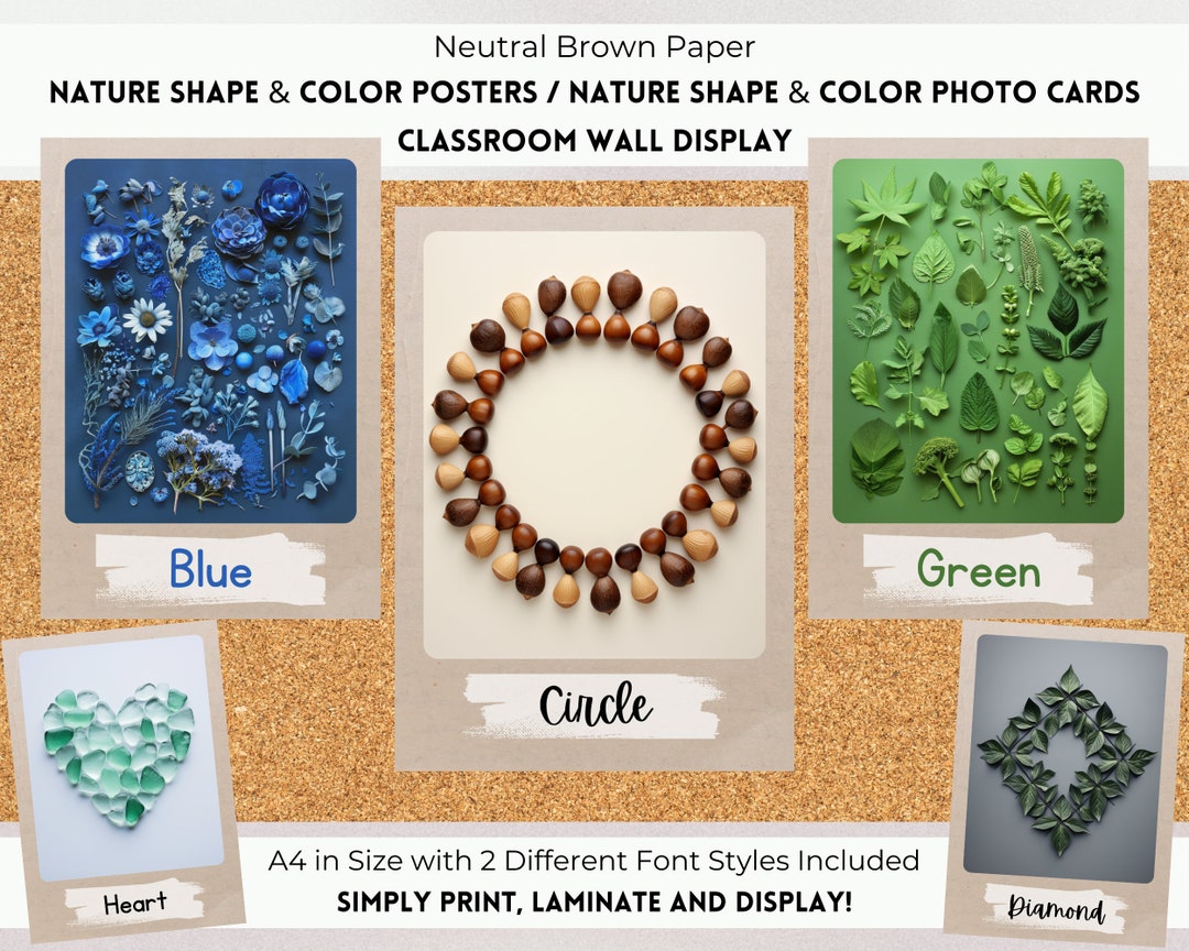Nature Shape and Color Posters, Nature Color and Shape Photo Cards, 2D ...