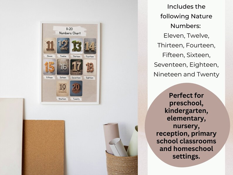 One Page Nature Numbers 11-20 Counting Chart, Nature Number Chart ...