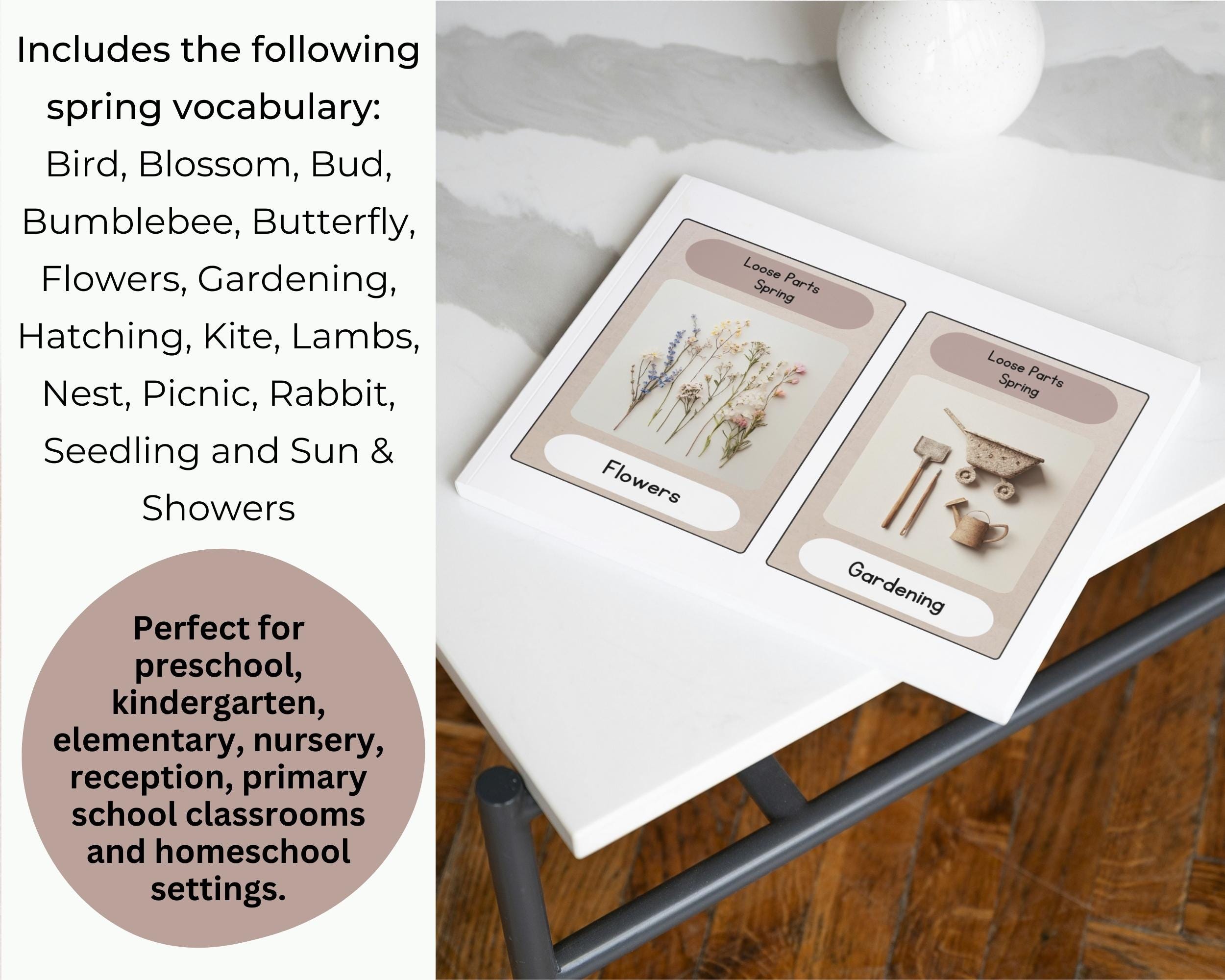 Loose Parts Spring Provocations and Vocabulary Photo Cards, Reggio ...