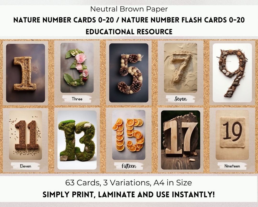 Nature Number Cards 0-20, Nature Number Flash Cards, Nature Number ...