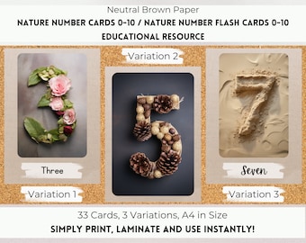Nature Number Cards 0-10 Printable EYFS Resource Montesssori Reggio ...