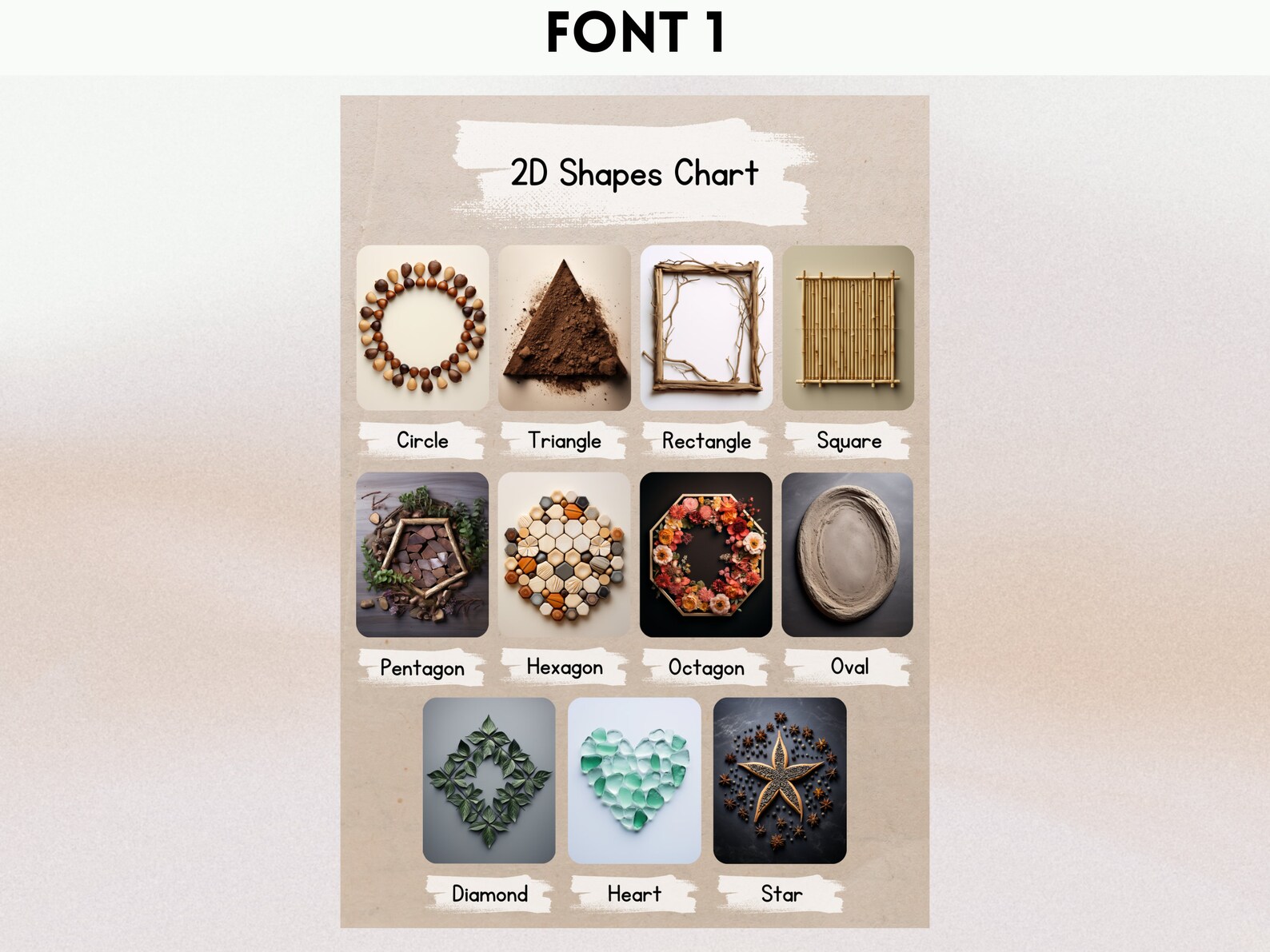 One Page Nature Shapes Chart, 2D Shapes Poster, Nature Shapes Photo ...