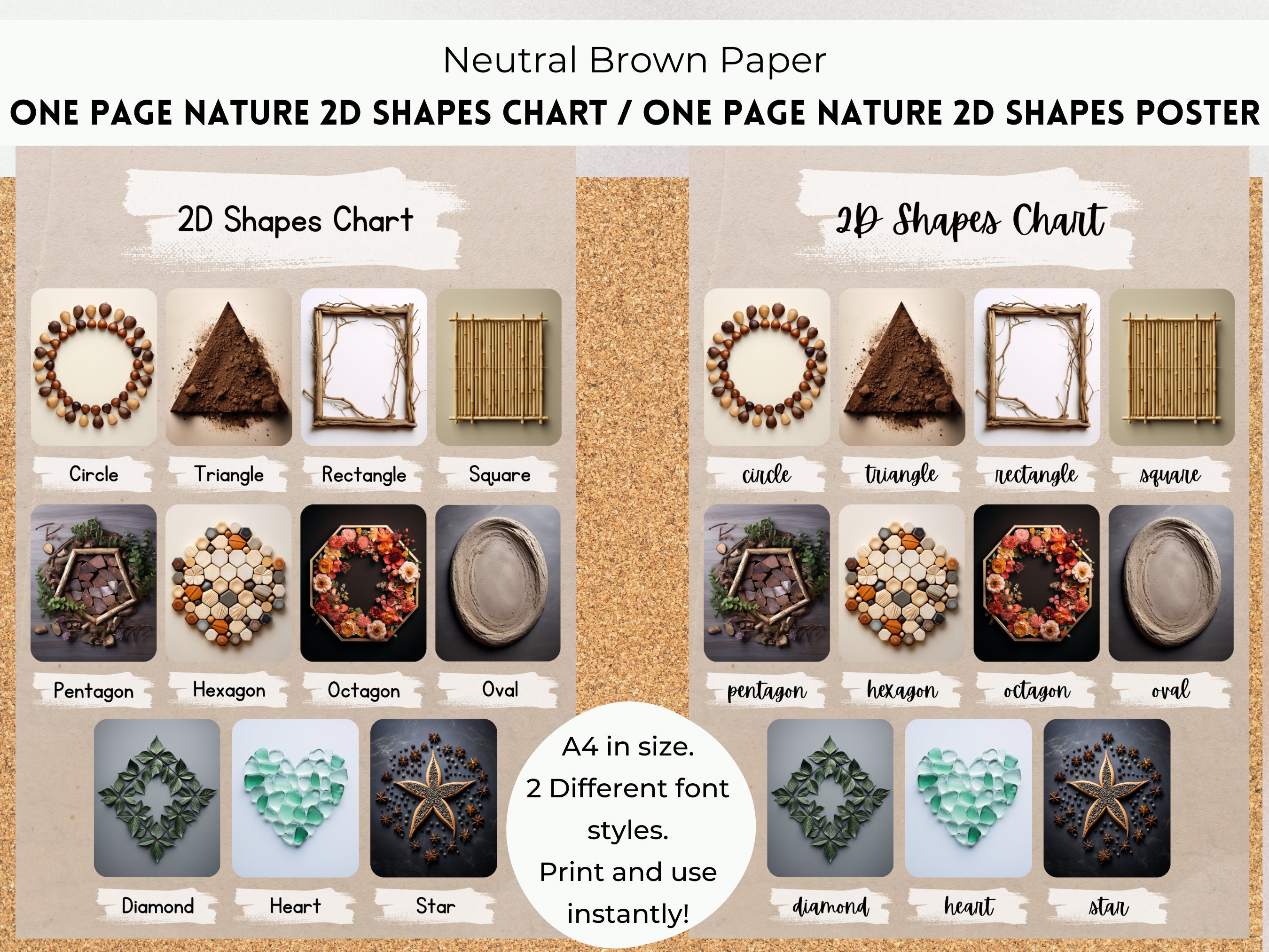 One Page Nature Shapes Chart, 2D Shapes Poster, Nature Shapes Photo ...