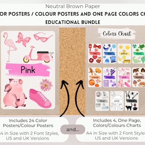 Color Chart Posters & One Page Colors Chart Bundle, Classroom Colour ...