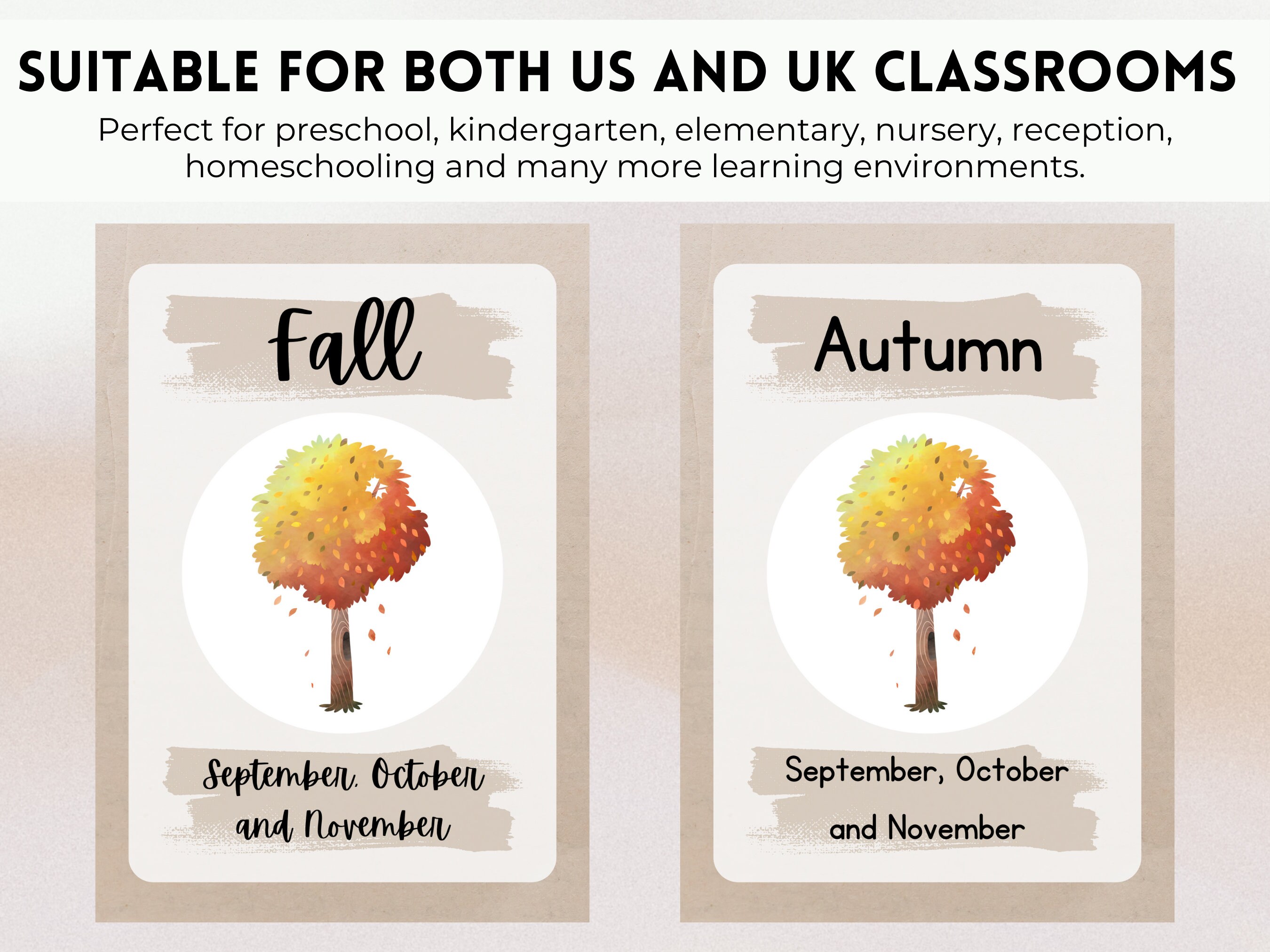 Seasons Flash Cards & Poster Set, Seasons Chart, Seasons Display ...