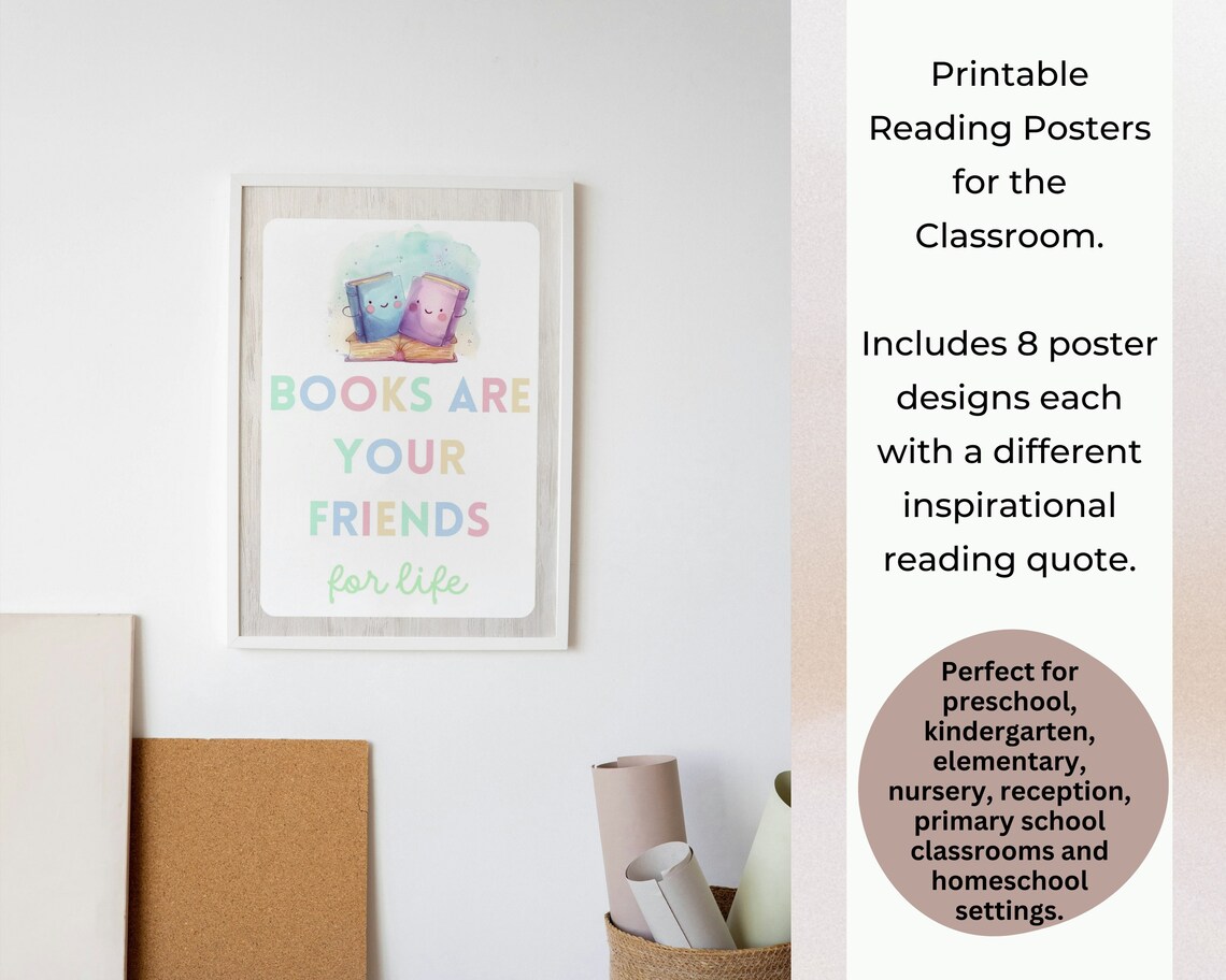 Pastel Classroom Reading Posters, Printable Elementary Reading Posters ...