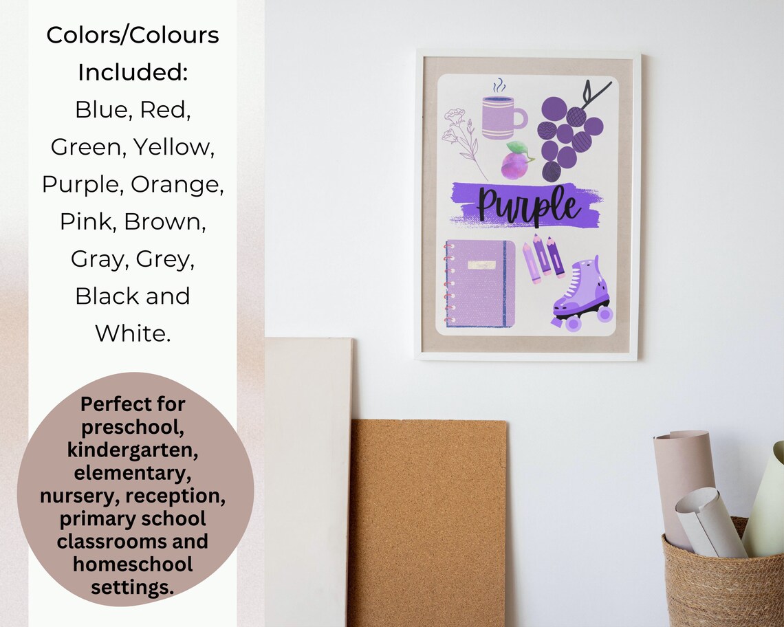 Color Chart Posters & One Page Colors Chart Bundle, Classroom Colour ...