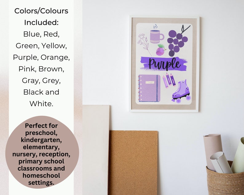 Color Chart Posters & One Page Colors Chart Bundle, Classroom Colour ...