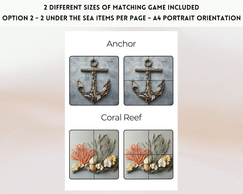 Under the Sea Matching Game, Sea Creature Ocean Matching Activity ...