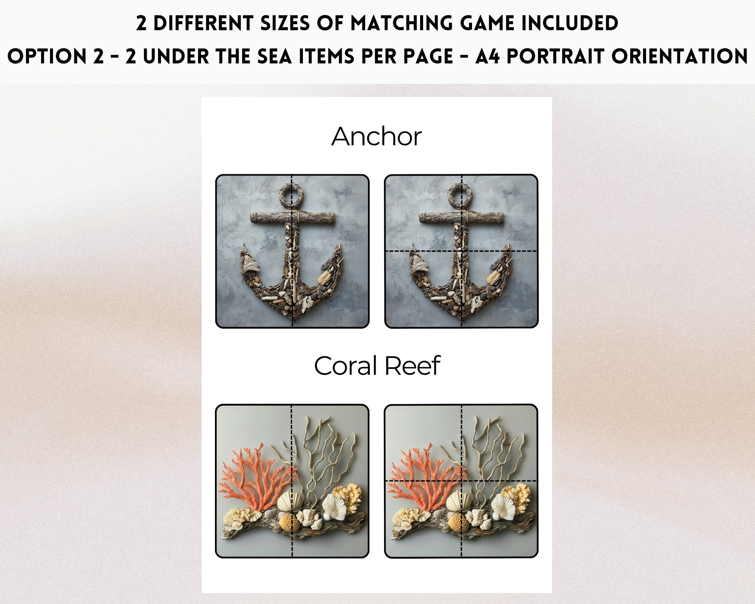 Under the Sea Matching Game, Sea Creature Ocean Matching Activity ...