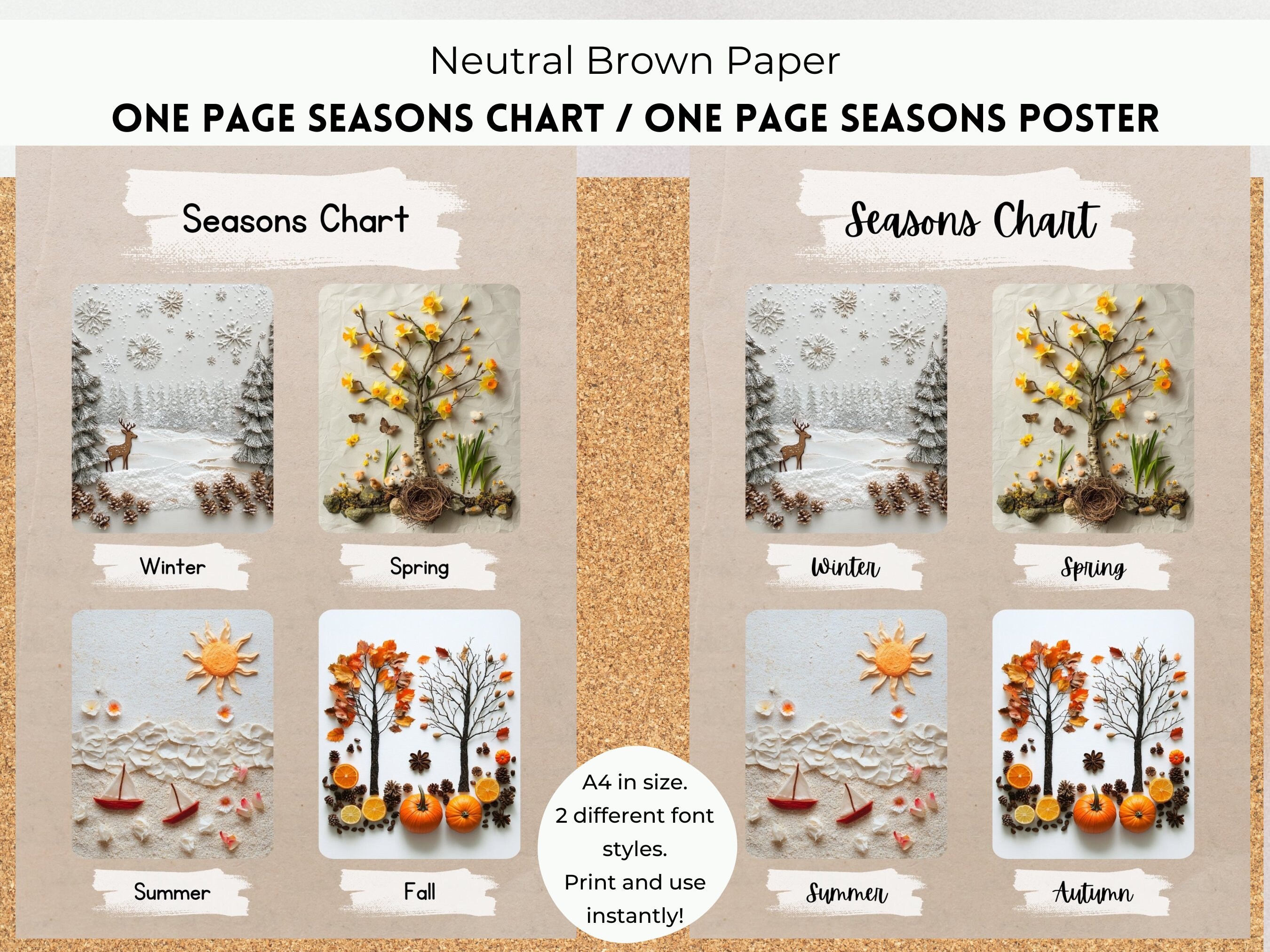 One Page Seasons Chart, Seasons Display Poster, Seasons Chart Poster ...
