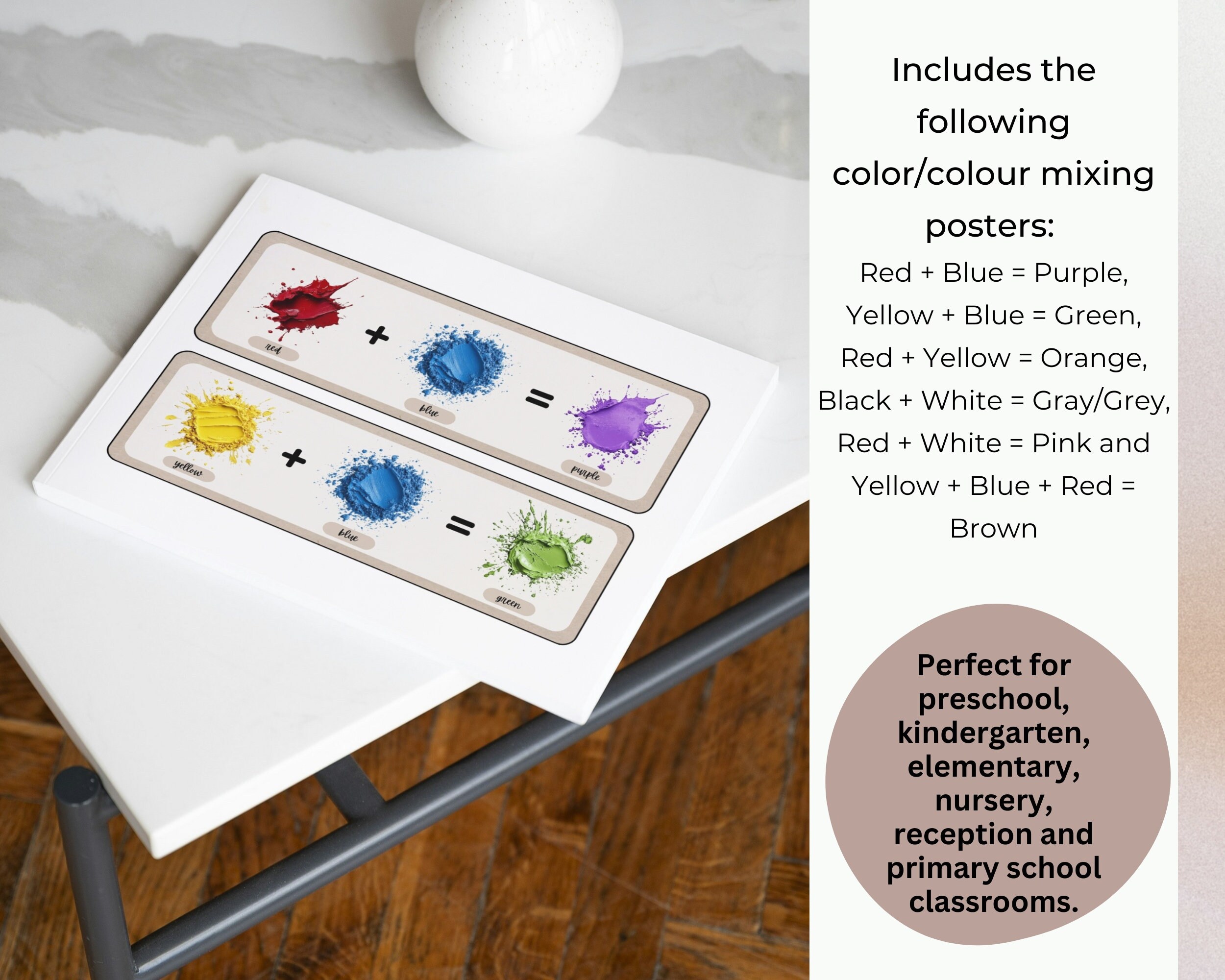 Color Mixing Display Posters, Color Mixing Chart, Color Mixing, Brown ...