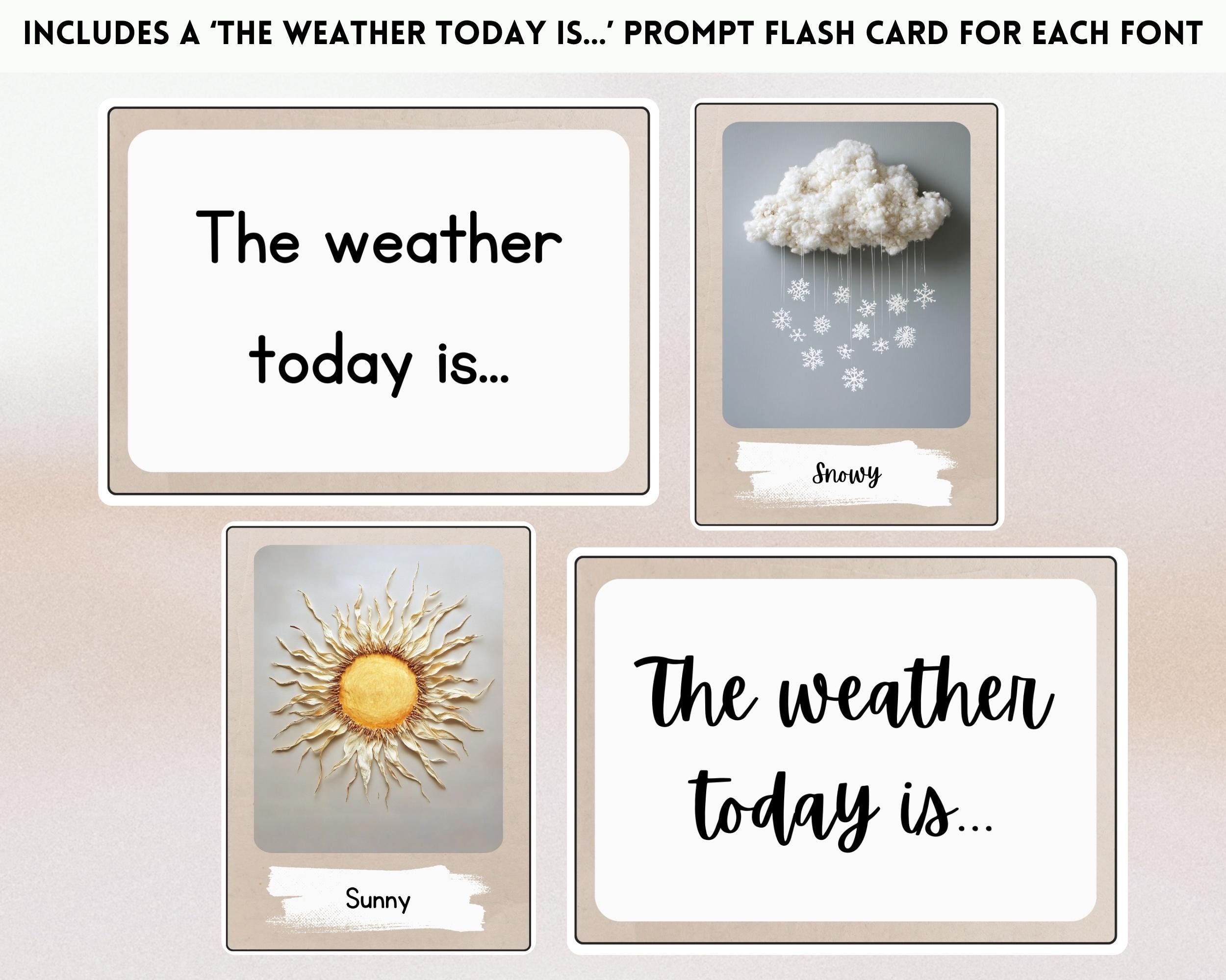 Weather Flash Cards, Weather Chart, Weather Educational Flash Cards ...