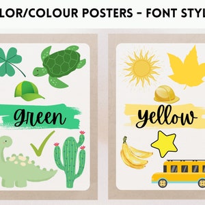 Color Chart Posters & One Page Colors Chart Bundle, Classroom Colour ...