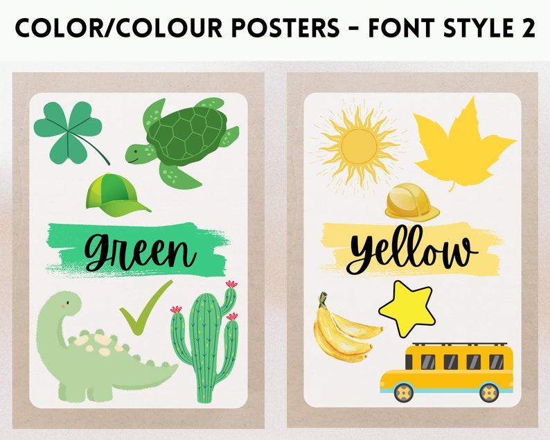 Color Chart Posters & One Page Colors Chart Bundle, Classroom Colour ...