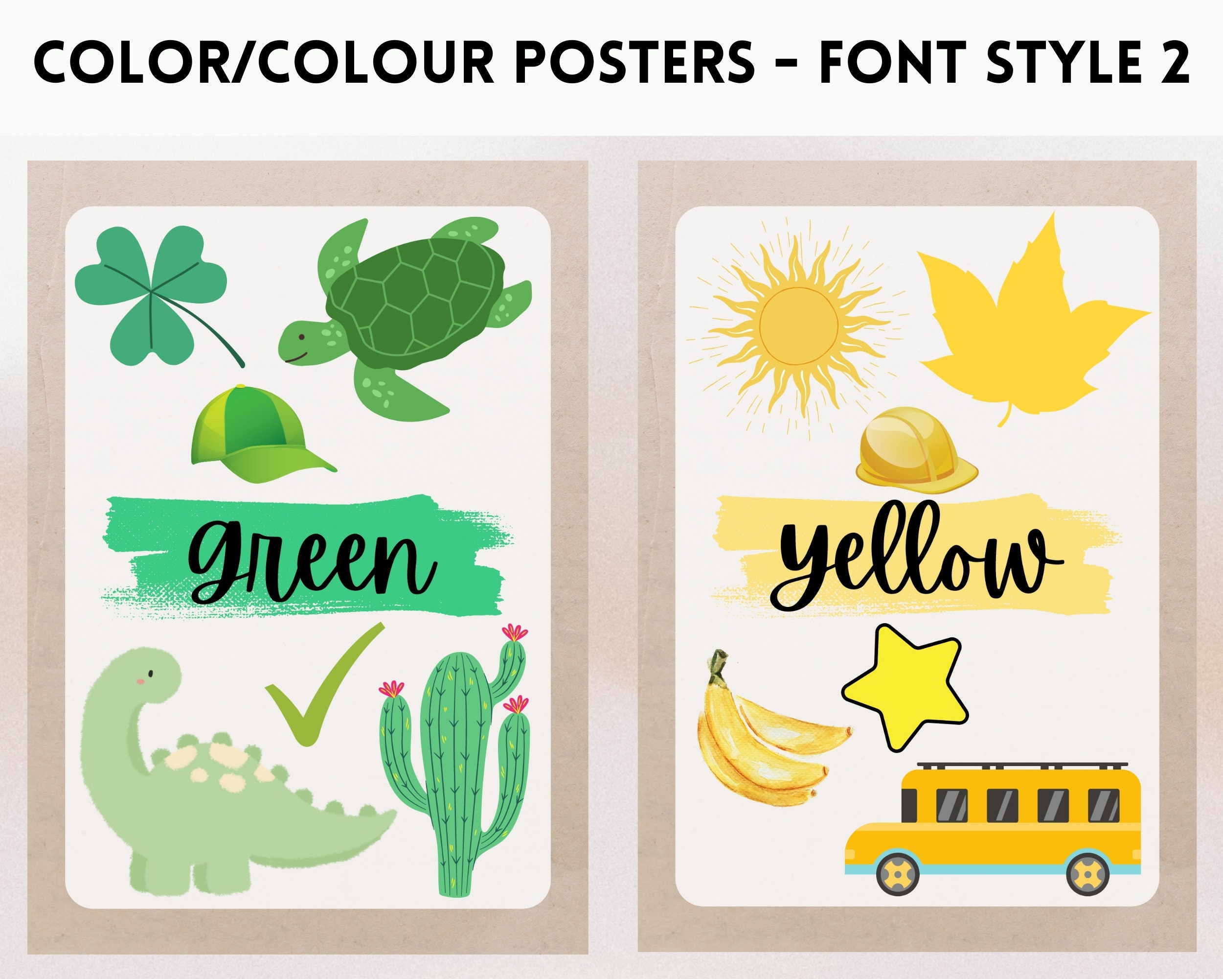 Color Chart Posters & One Page Colors Chart Bundle, Classroom Colour ...