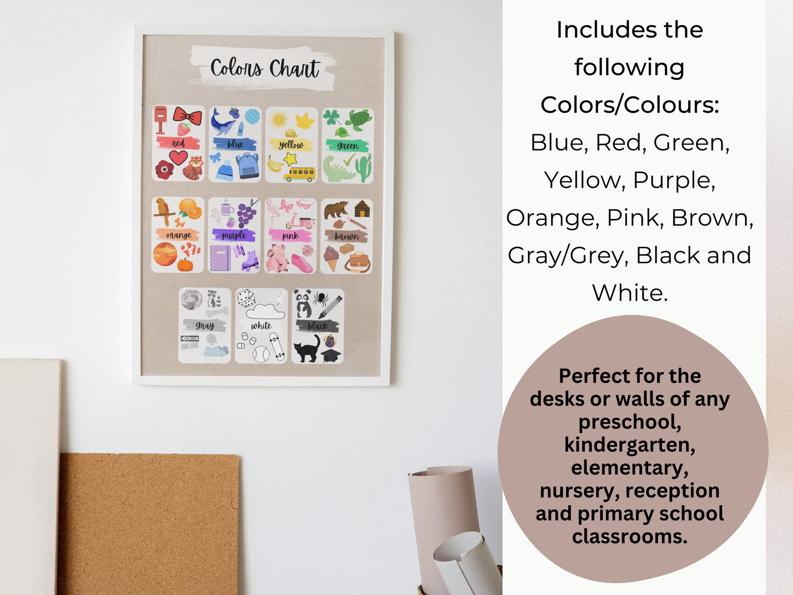 One Page Colors Chart, Class Colours Poster, Colors Display Poster ...