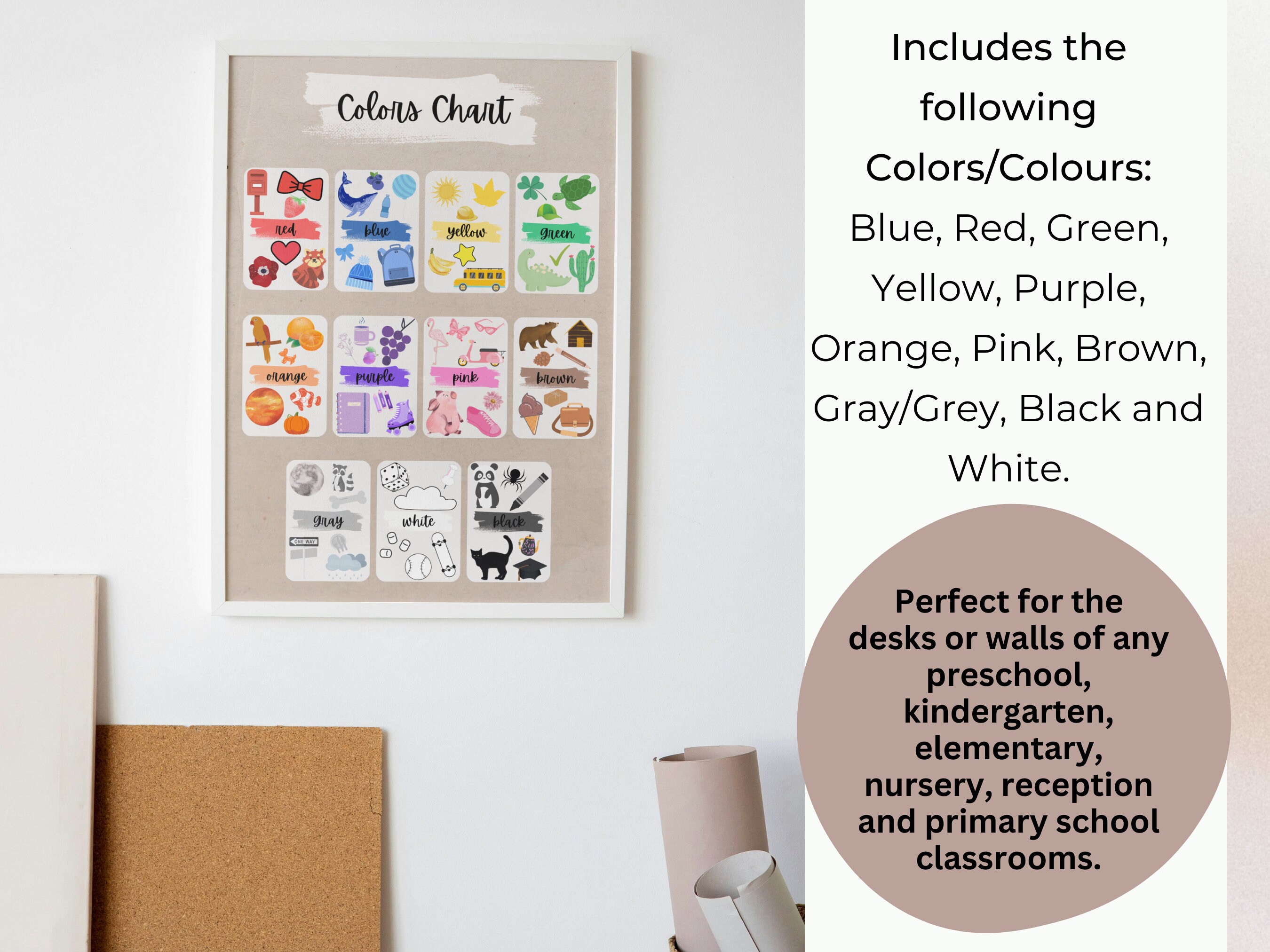 One Page Colors Chart, Class Colours Poster, Colors Display Poster ...