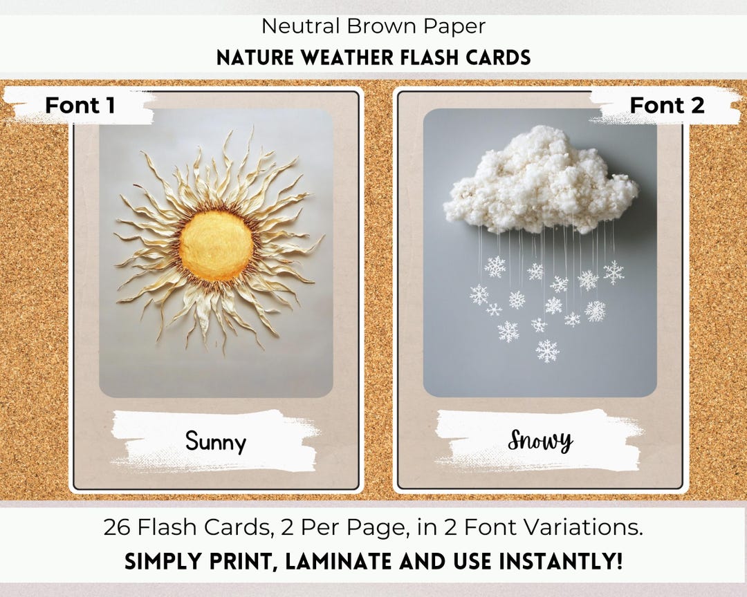 Weather Flash Cards, Weather Chart, Weather Educational Flash Cards ...
