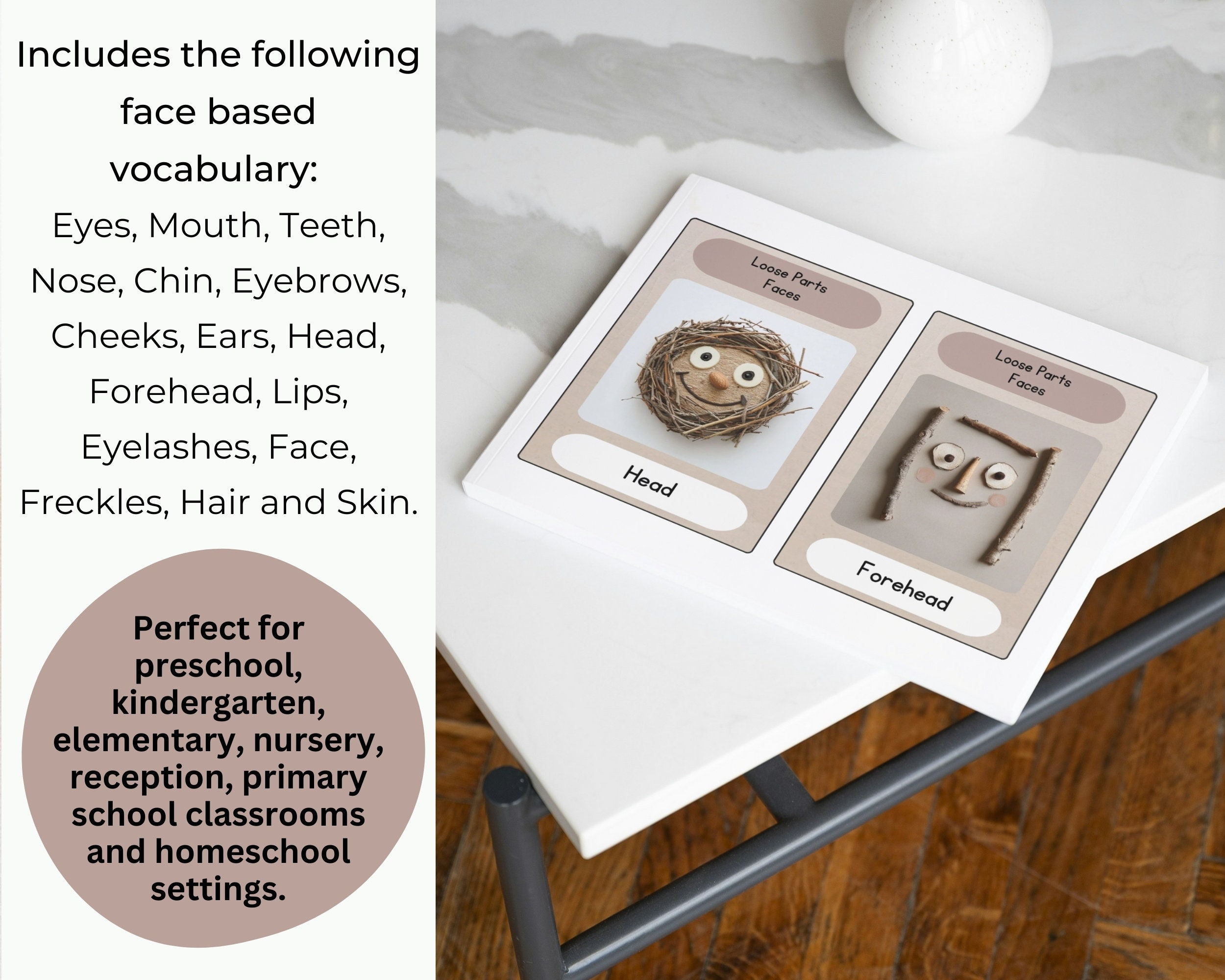 Loose Parts All About Me Faces Provocations & Vocabulary Photo Cards ...