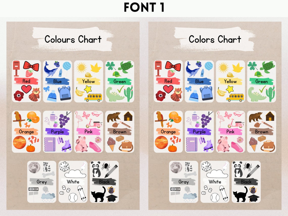 One Page Colors Chart, Class Colours Poster, Colors Display Poster ...