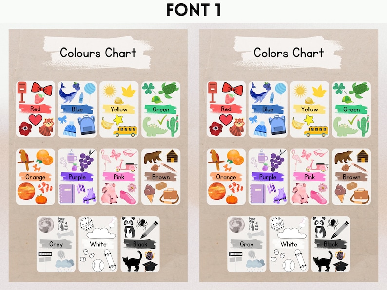 One Page Colors Chart, Class Colours Poster, Colors Display Poster ...
