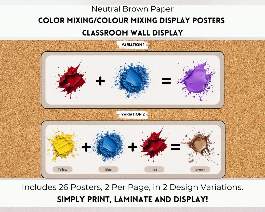 Color Mixing Display Posters, Color Mixing Chart, Color Mixing, Brown ...
