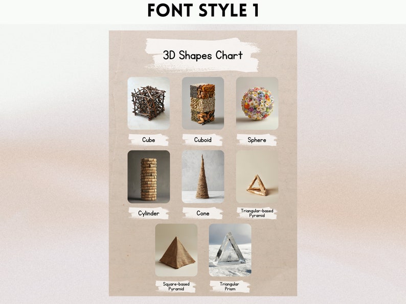 One Page Nature Shapes Chart, 3D Shapes Poster, Nature Shapes Photo ...