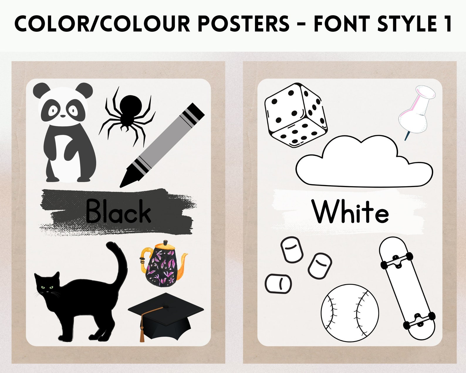 Color Chart Posters & One Page Colors Chart Bundle, Classroom Colour ...