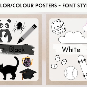 Color Chart Posters & One Page Colors Chart Bundle, Classroom Colour ...