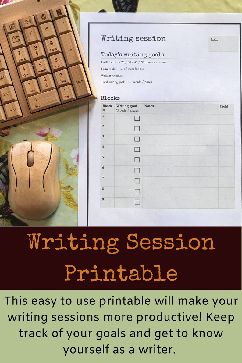 Writing session printable writing project goal and | Etsy