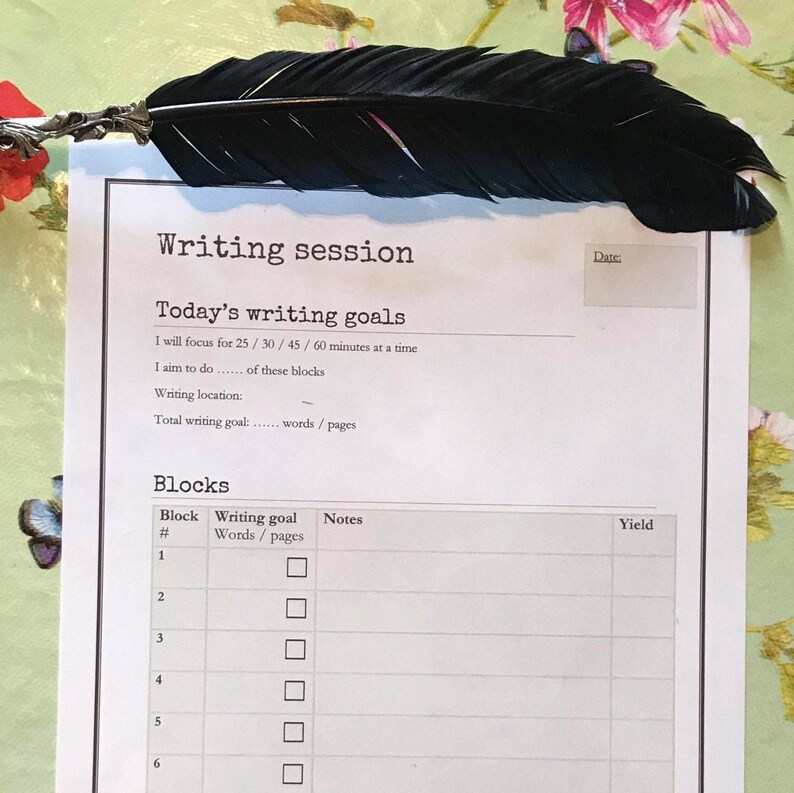 Writing session printable writing project goal and | Etsy