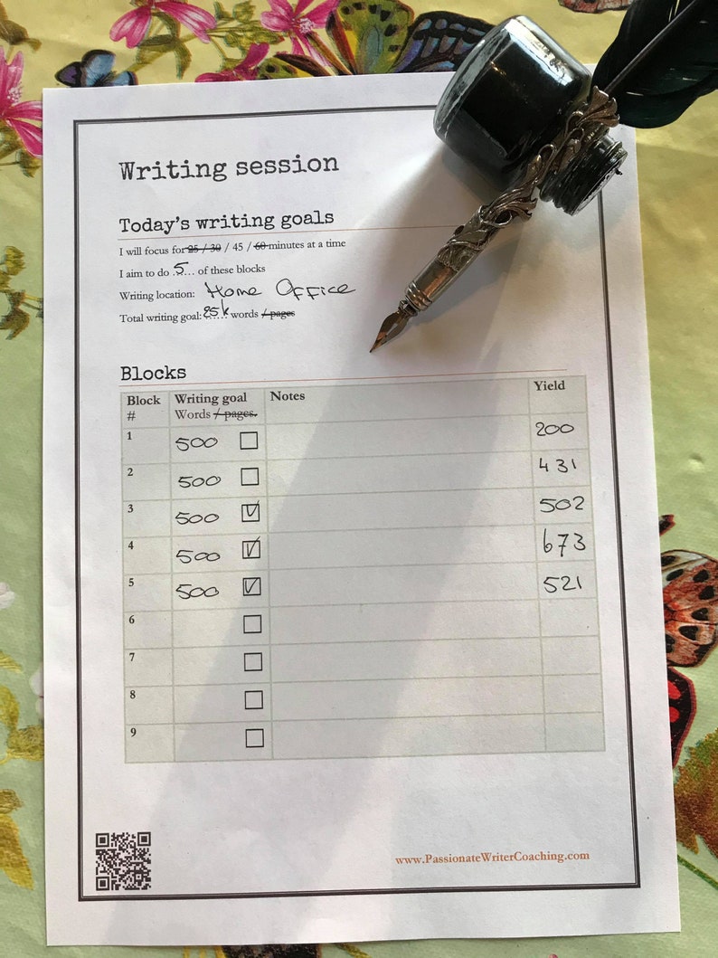 Writing session printable writing project goal and | Etsy