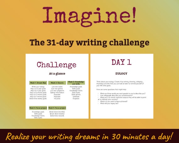 Imagine: the 31-day Writing Challenge Manifest Your Dream - Etsy