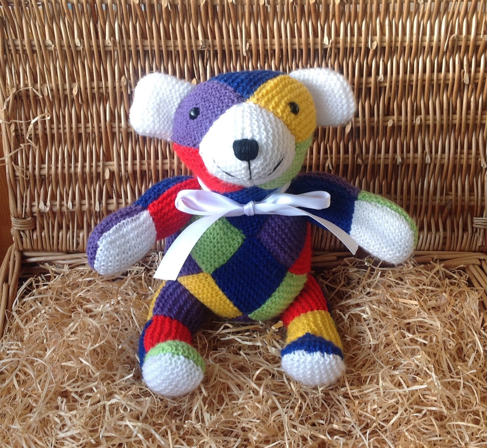 Knitted Square Bear - Etsy UK