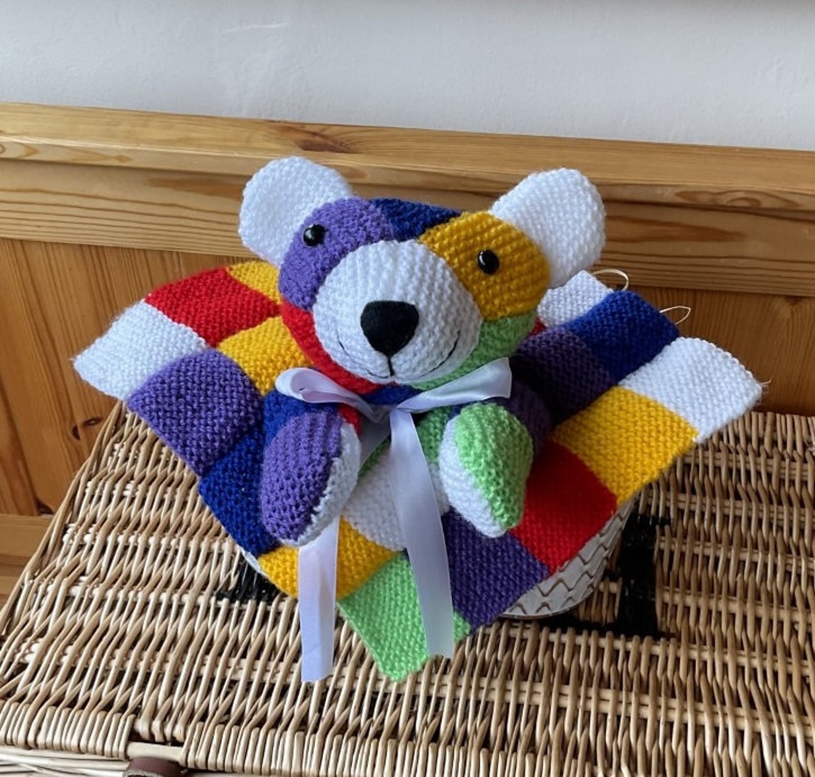 Knitted Square Bear Lovey - Etsy
