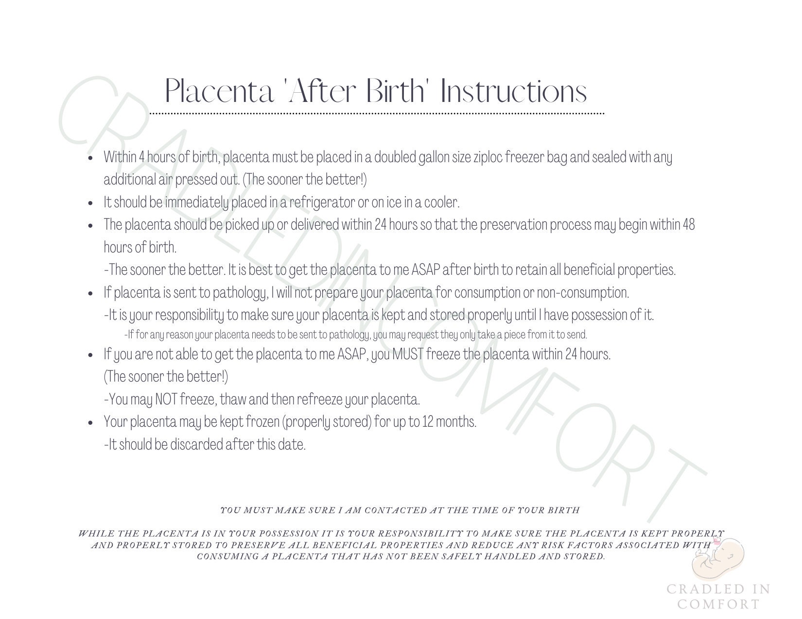 Placenta Preparation Handouts for DOULA Placenta Encapsulator - Etsy