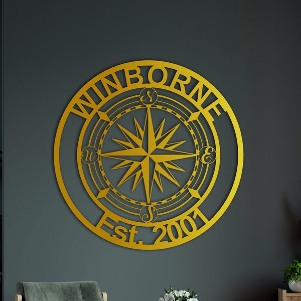 Personalized Compass Metal Sign - Etsy