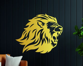 Roaring Lion, Metal Wall Art, Lion Head Decor, Lion Decor, Oversized ...