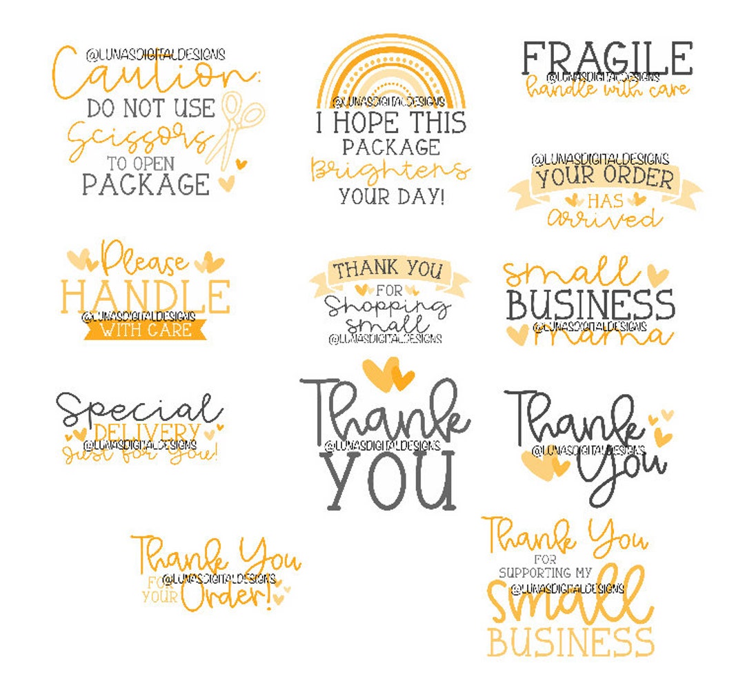Yellow Thank You Stickers, Digital Files, 12 Sticker Files, Spring ...